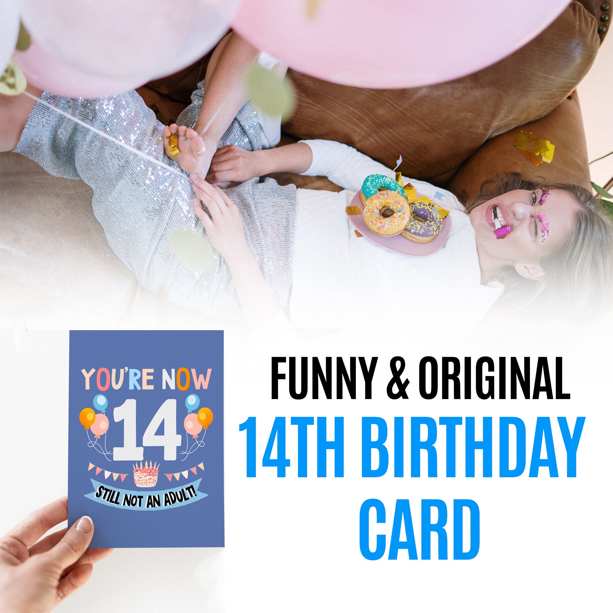Funny 14th Birthday Card, 14th Birthday Card, 14th Birthday Card for ...