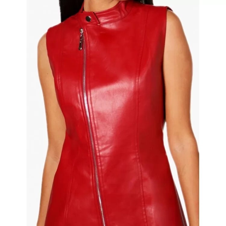 Handmade Women's Lambskin Red Leather Dress , Leather Outfit, Leather ...