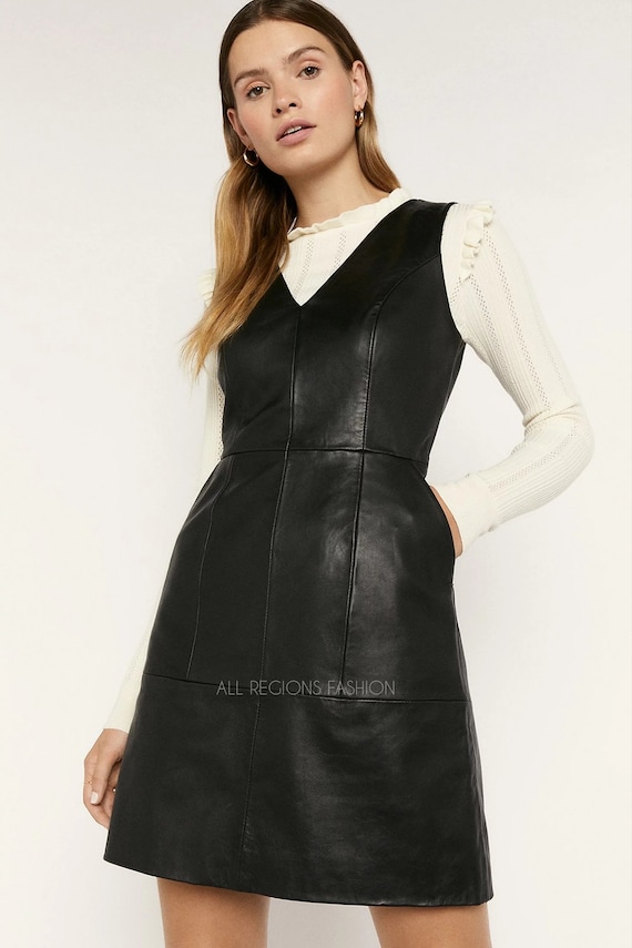 Vestido De Talla Grande De Cuero Negro