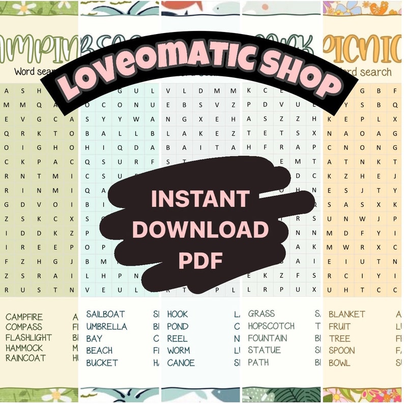 Summer Theme Activities Word Search Cute Word Search Game - Etsy