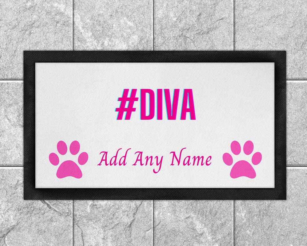 Personalised Pet Diva Food Mat Funny Birthday Gift Add Any Name Pink ...