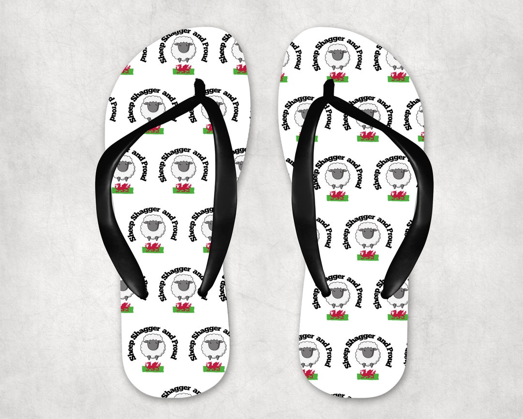 Sheep Shagger Flip Flops Sandals Thongs Welsh Wales Groomsmen Animals ...