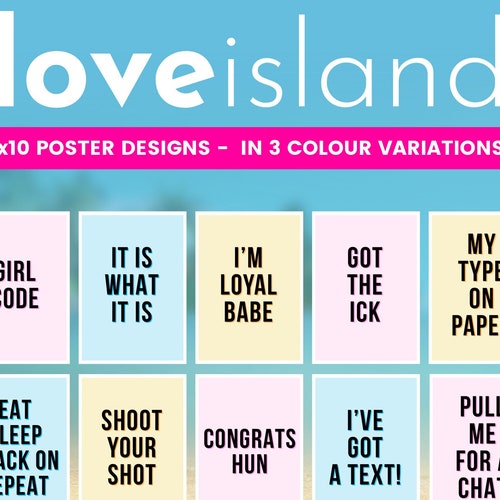 Love Island Posters X10 Designs in 3 Colour Variations - Etsy