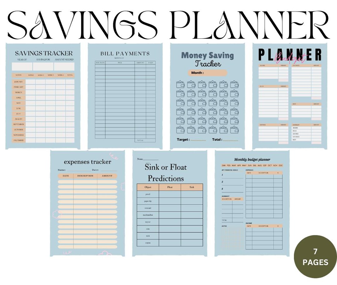 Savings Planner, Savings Journal, Budget Planner Notebook, Expense ...