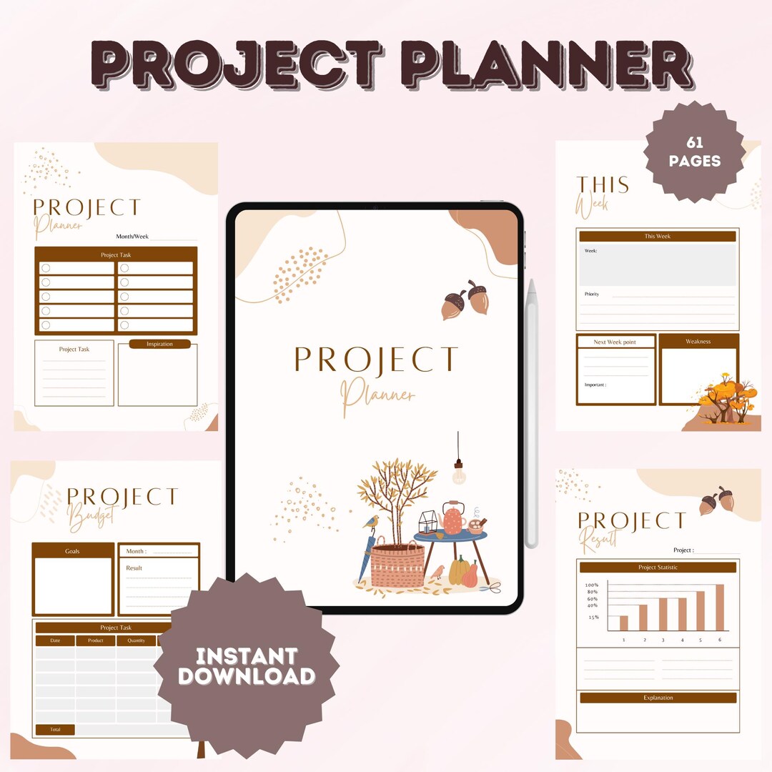 Digital Project Planner | Project Tracker | Productivity & Project ...
