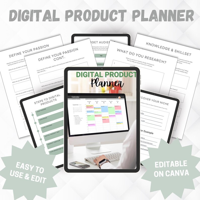 Printable Digital Product Planner Pages | Digital Business Planner ...