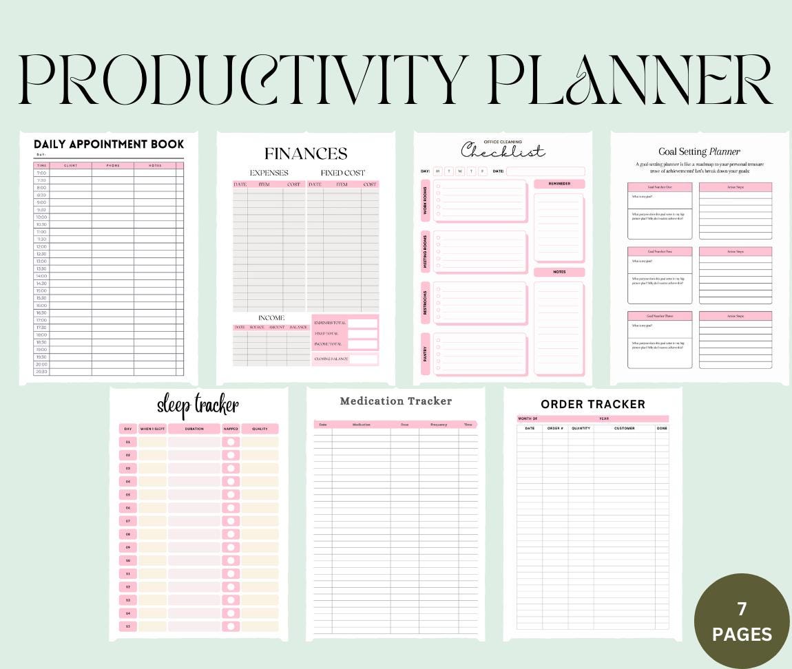 Productivity Planner, Minimalist Productivity Planner, Daily Planner ...