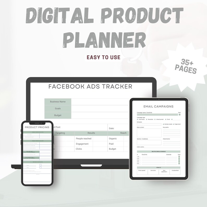 Printable Digital Product Planner Pages | Digital Business Planner | Product Price Calculator ...
