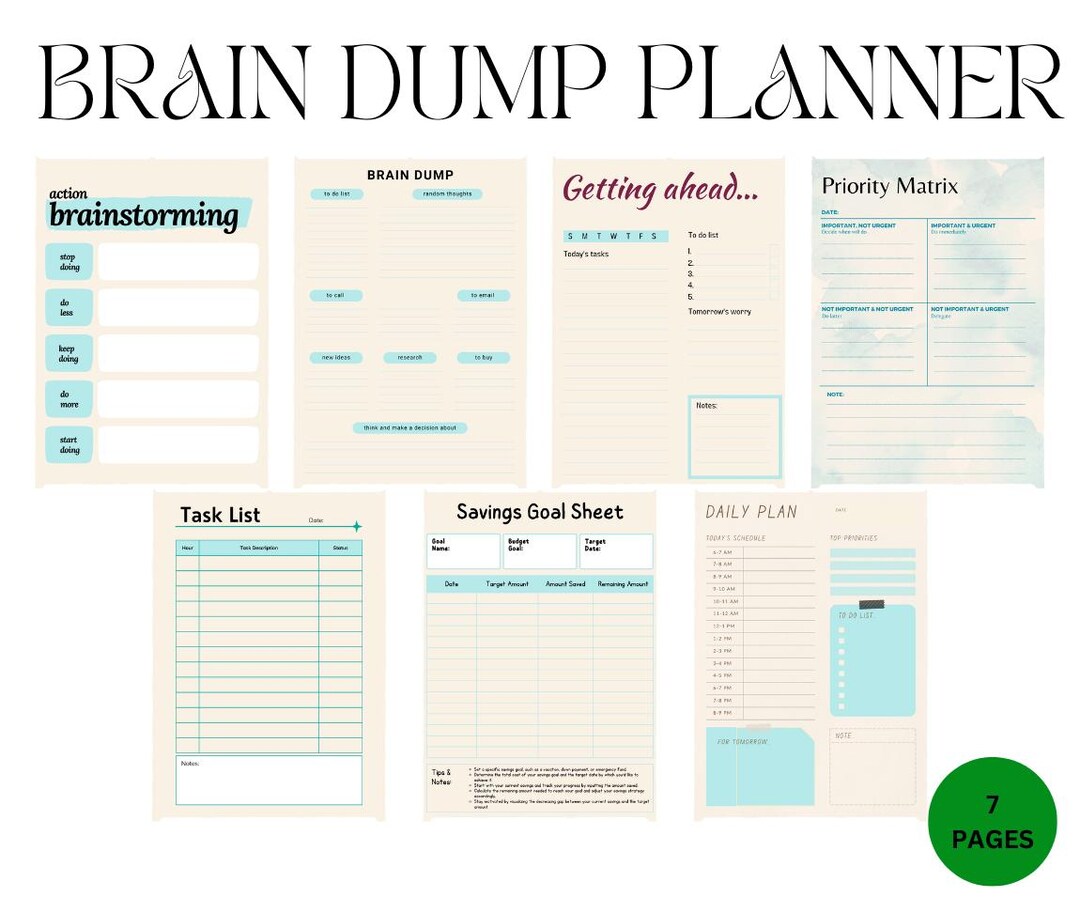 Brain Dump Planner, Daily Organizer, Note Taking Journal, Productivity ...