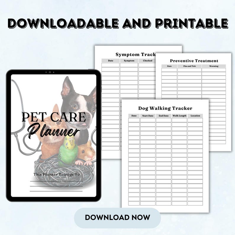 Printable Pet Planner | Fillable Pet Planner | Pet Care Planner | Pet ...