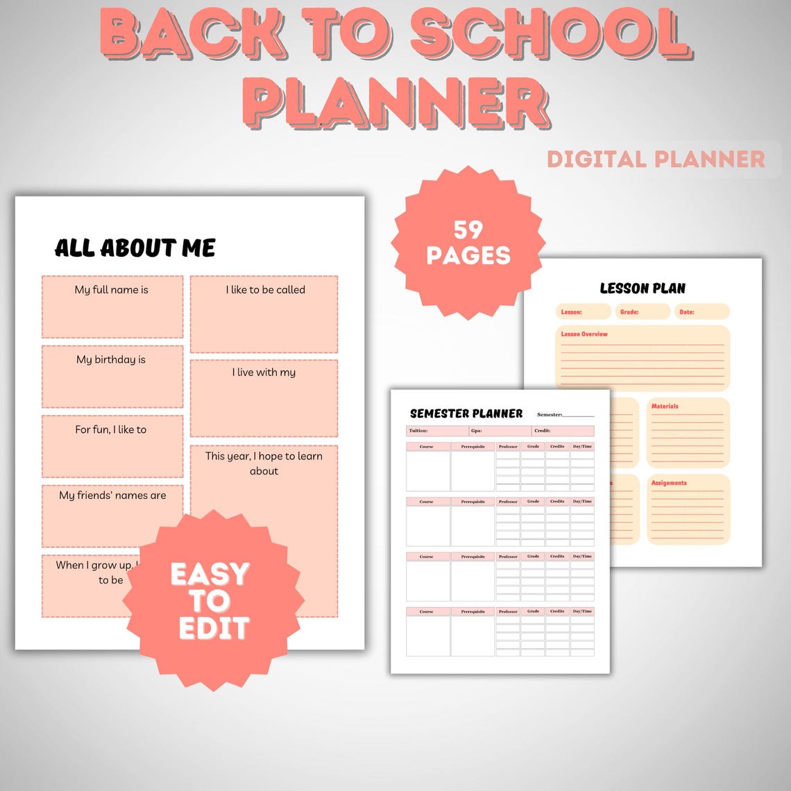 Digital Back to School Planner 2025 | Student Organizer | Academic ...