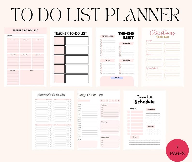 To Do List Planner, Minimalist to Do List Planner, Daily Agenda ...