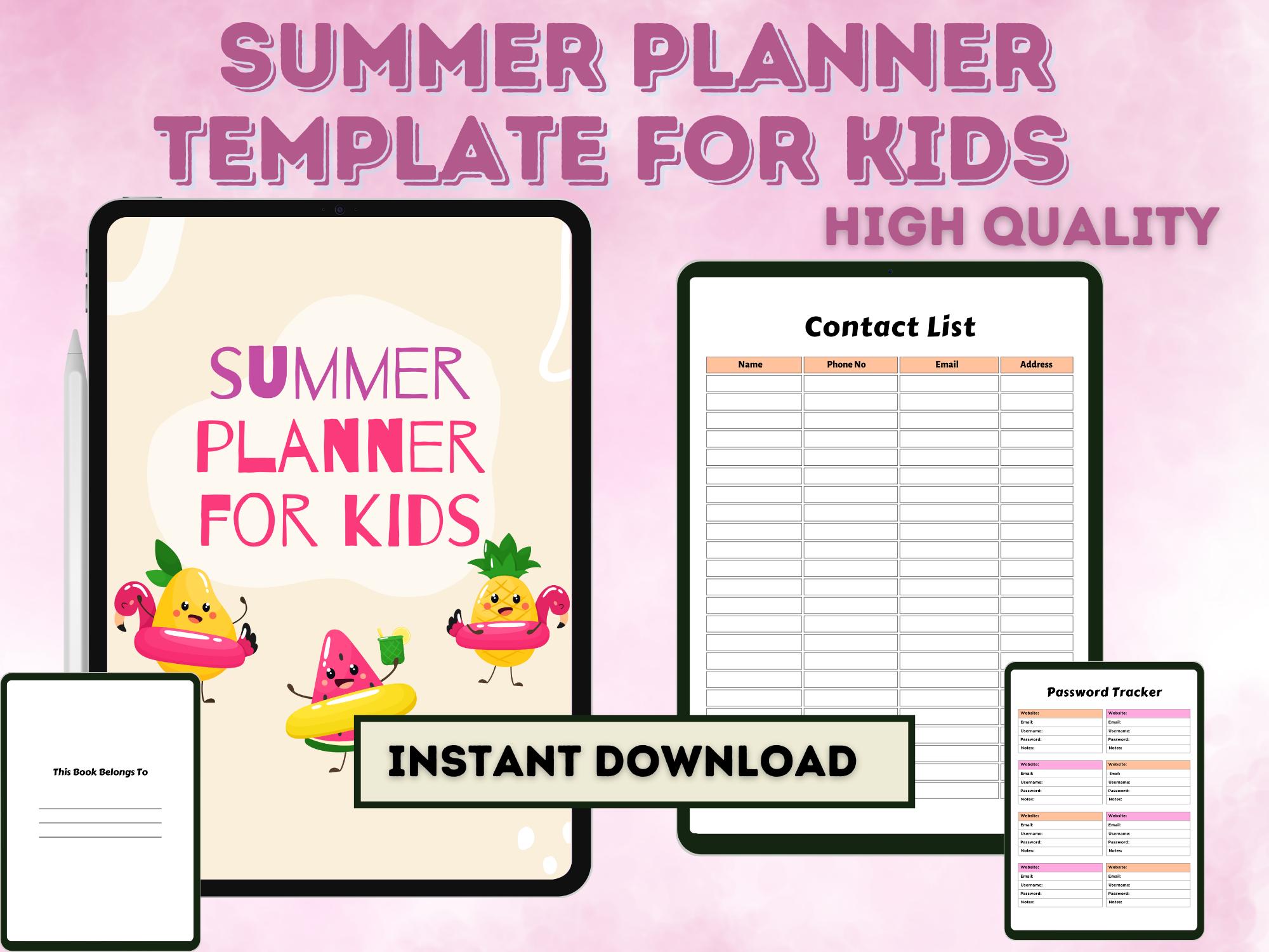 Summer Planner for Kids | 2024 Editable | Printable Summer Planner ...