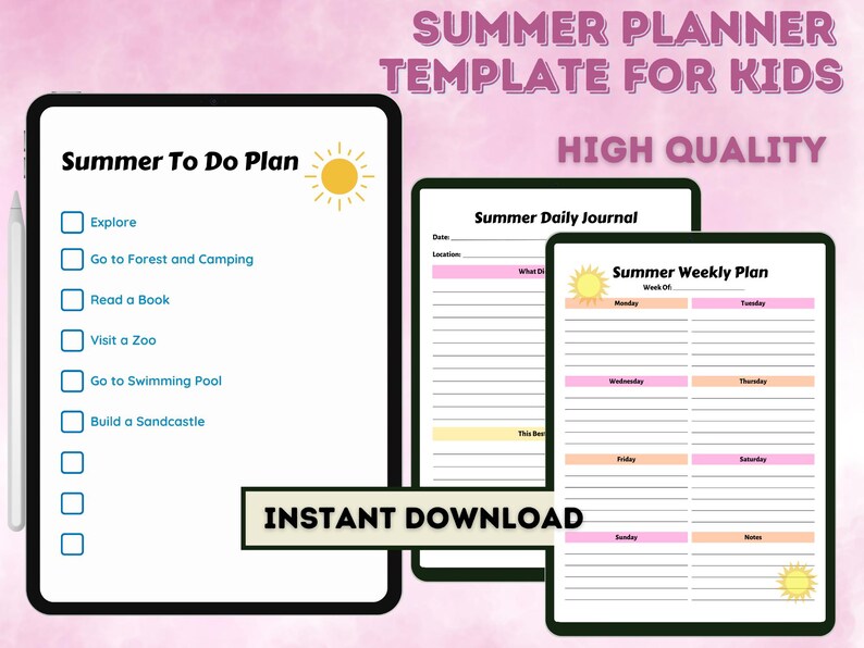 Summer Planner for Kids | 2024 Editable | Printable Summer Planner ...
