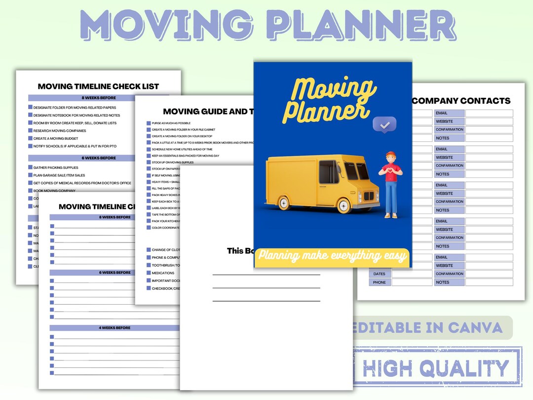 Ultimate Moving Planner | Printable Moving Checklist, Organizer ...
