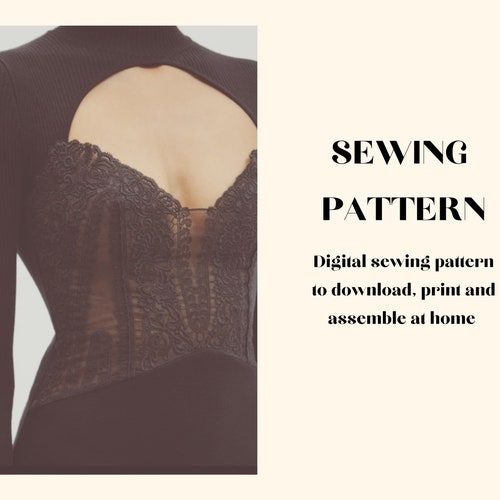 PDF Sewing Pattern: Sweetheart Long Sleeve Keyhole Corset Top - Etsy