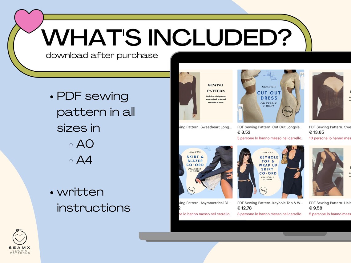 PDF Sewing Pattern: Open and Cropped Plate Elegant Simple Chic - Etsy