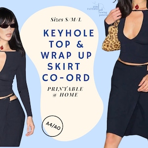 PDF Sewing Pattern: Keyhole Top & Wrap-up Set / Co-ord / Two-piece ...