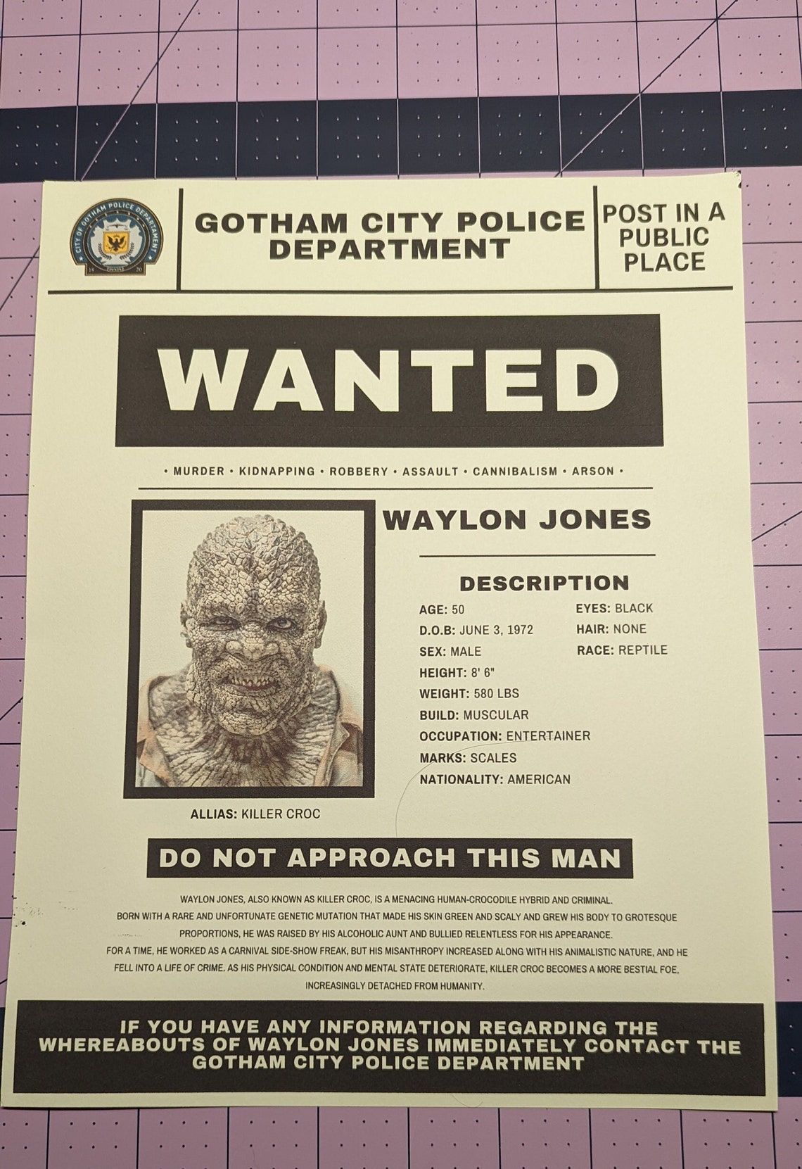 Killler Croc Wanted Poster - Etsy