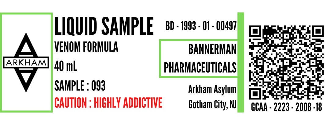 Bane Venom Label - Etsy