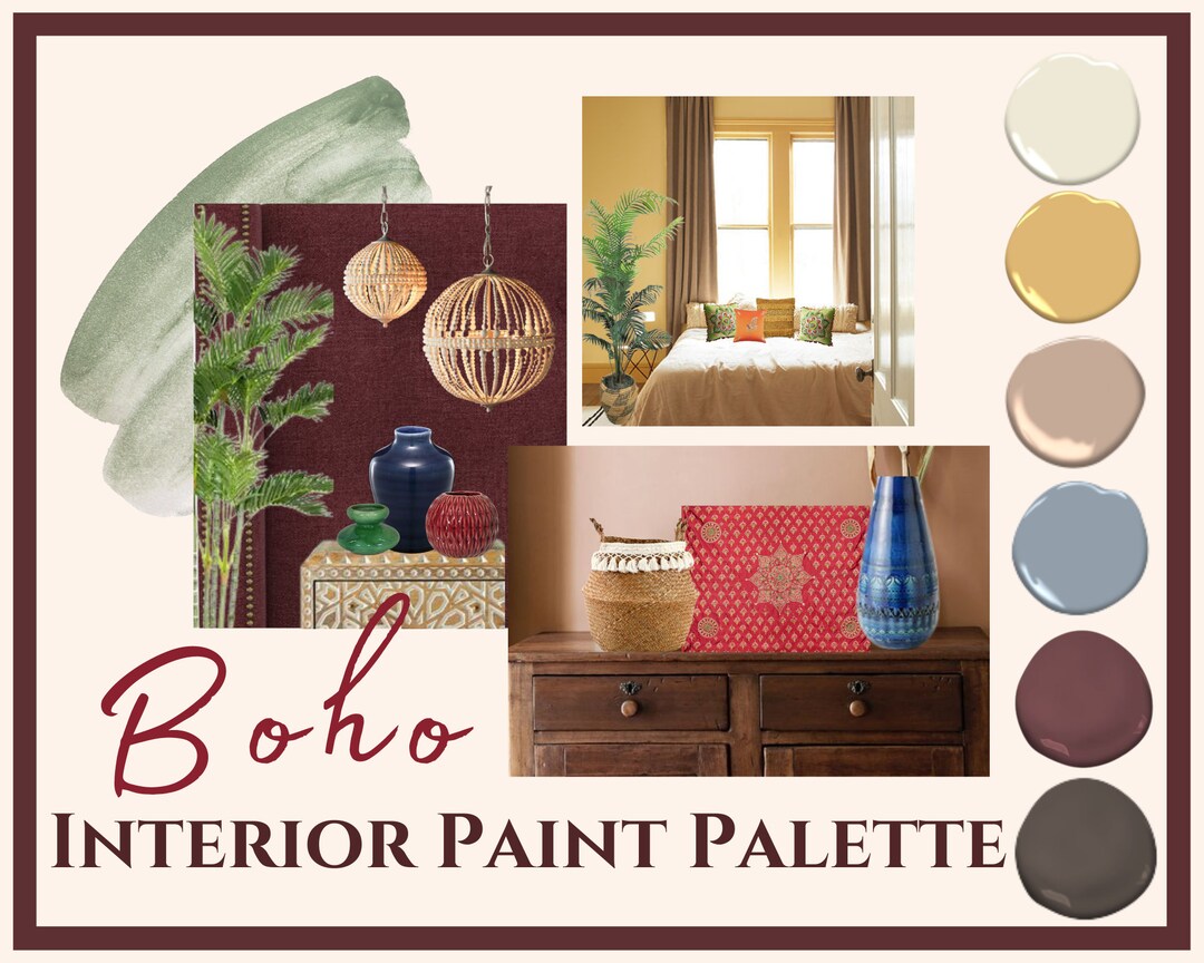 Home Paint Color Palette, Interior Paint Palette, Boho/bohemian Style ...