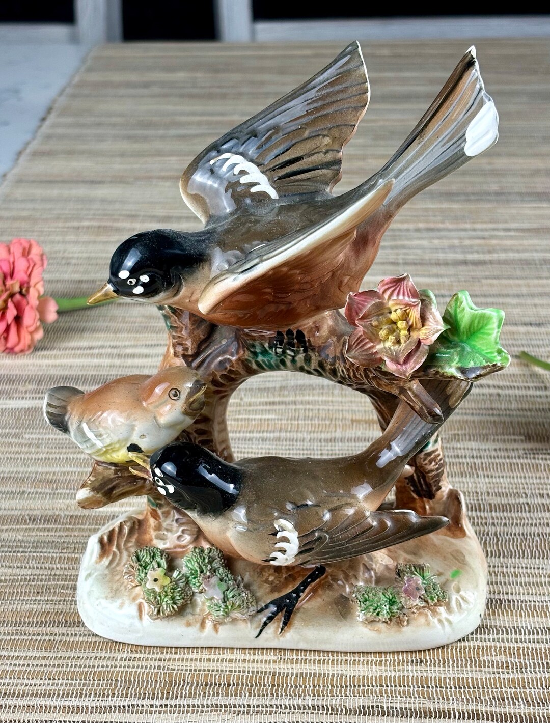 Ceramic Robin Family Figurine - Etsy