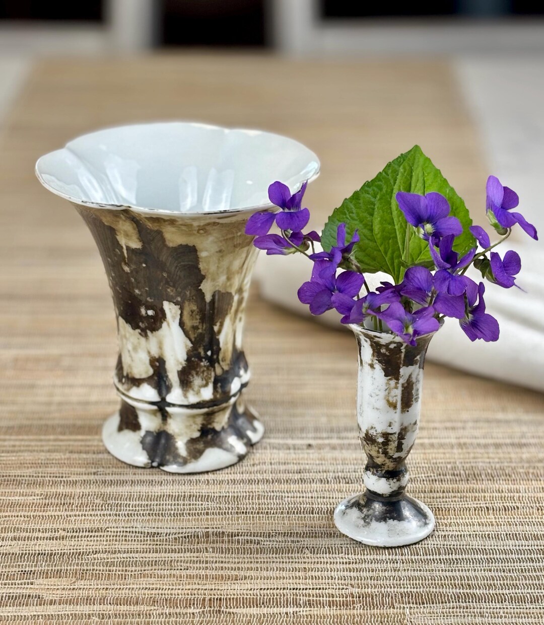 German Porcelain Lusterware Vases by Koenigszell (2) - Etsy