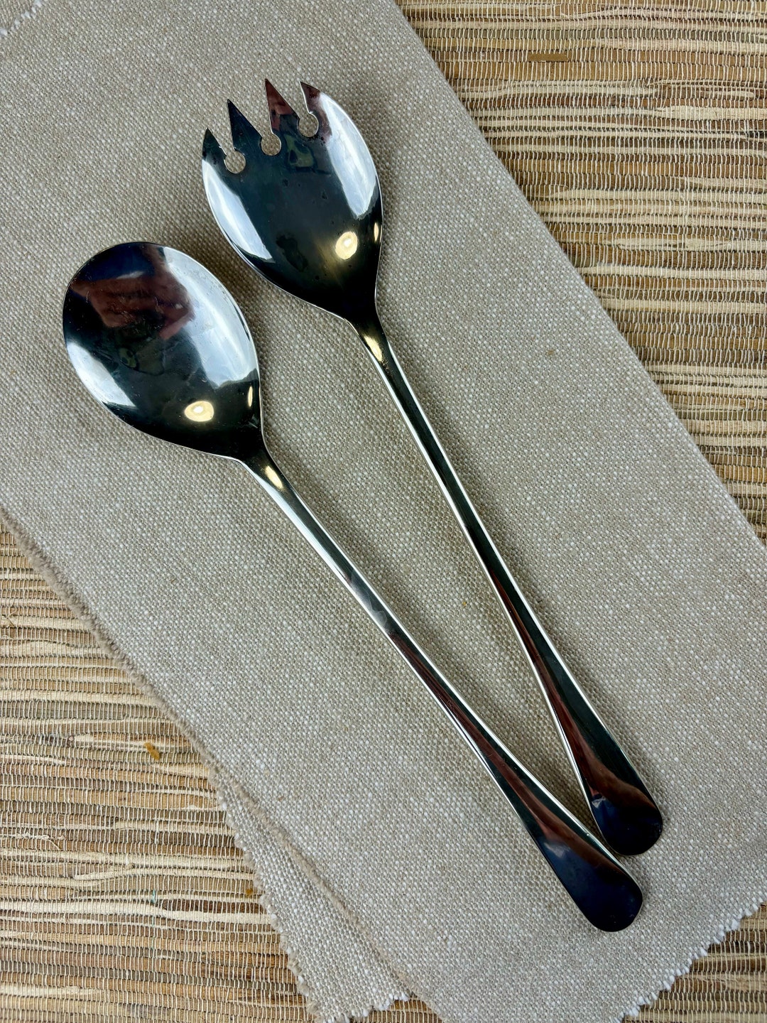 Raimond Italian Silver Plate Salad Serving Spoons/fork - Etsy