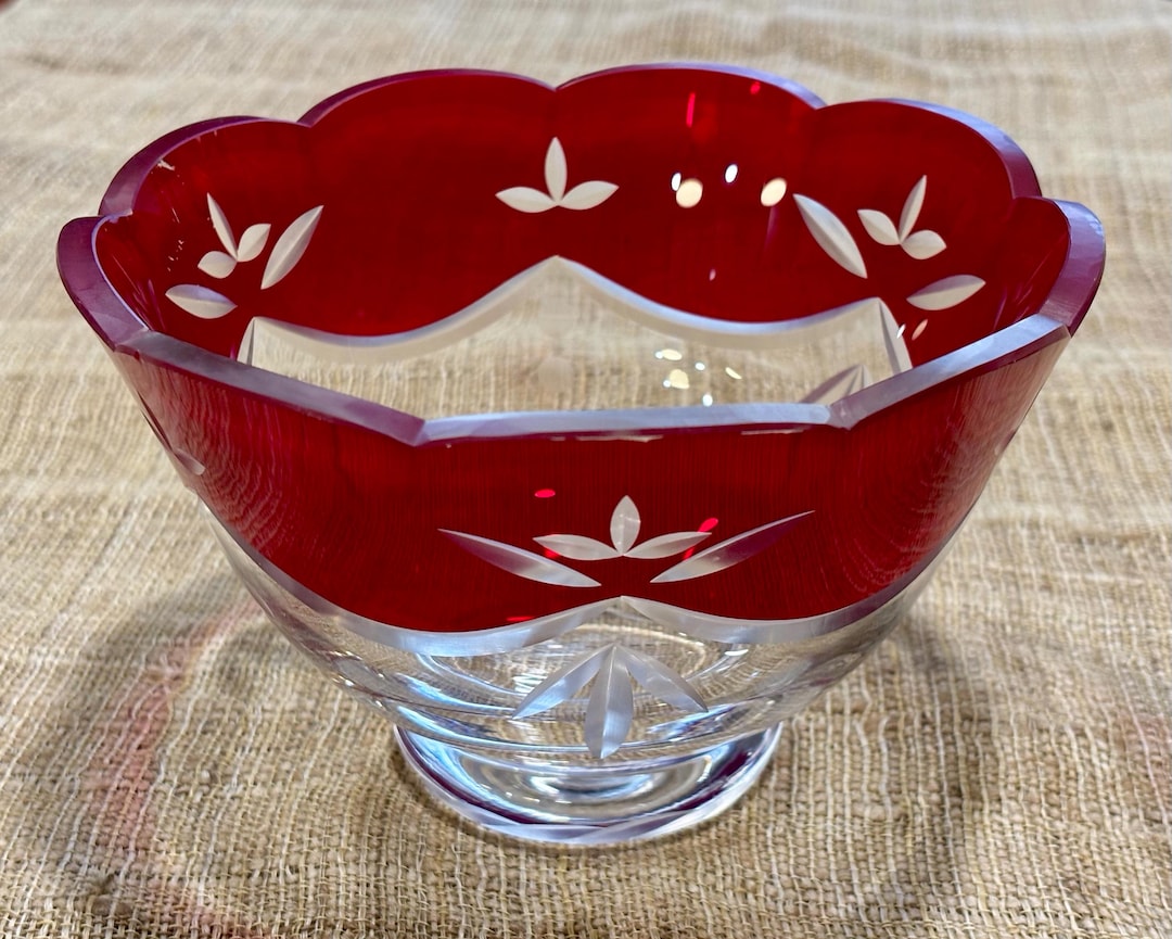Lenox Crystal Crimson Splendor Bowl Red Cut to Clear - Etsy
