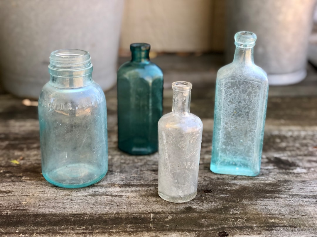 Antique Bottle Collection Set of 4 - Etsy