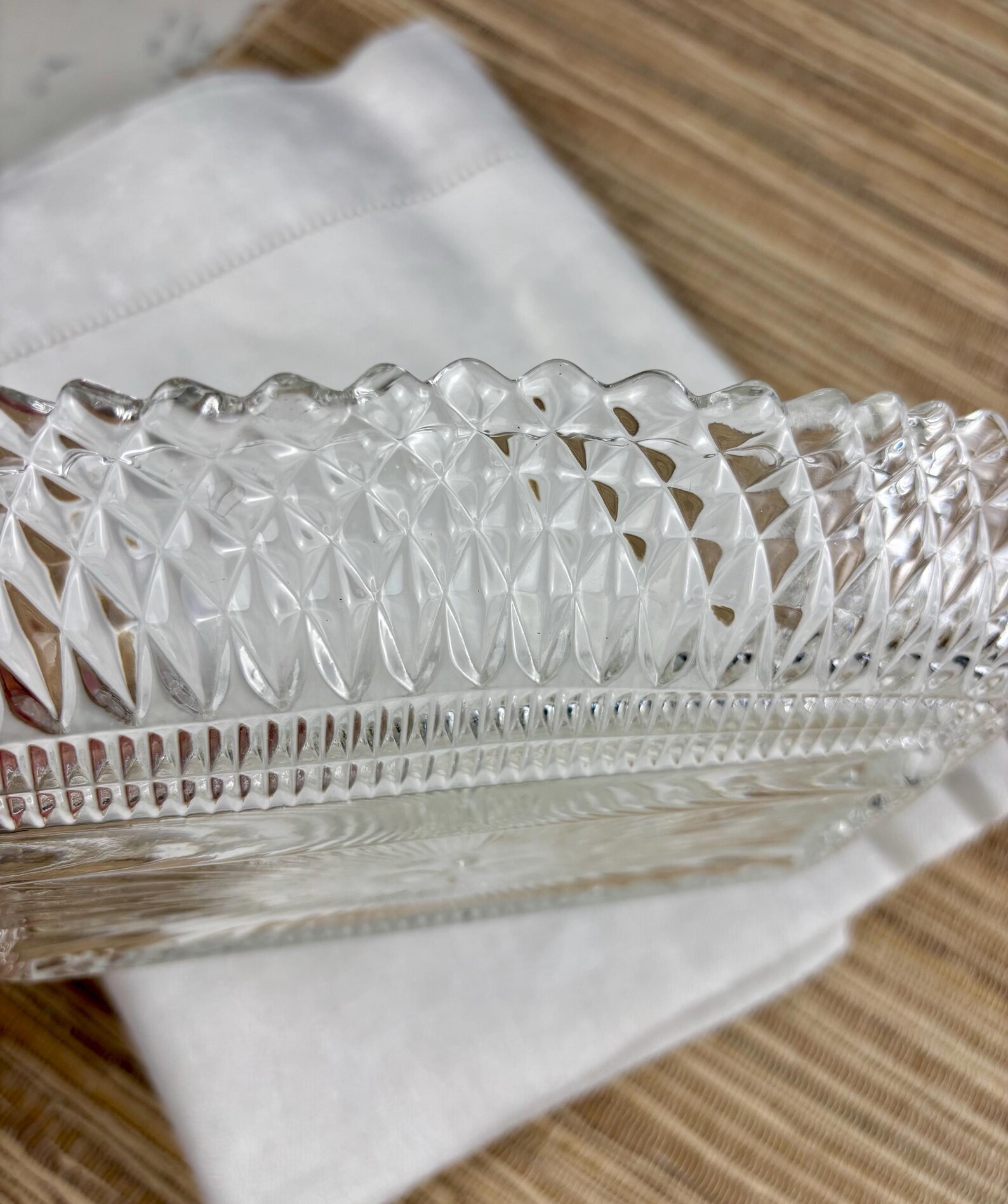 Pressed Clear Glass Rectangular Ruffled Relish Dish Trinket or Jewelry ...