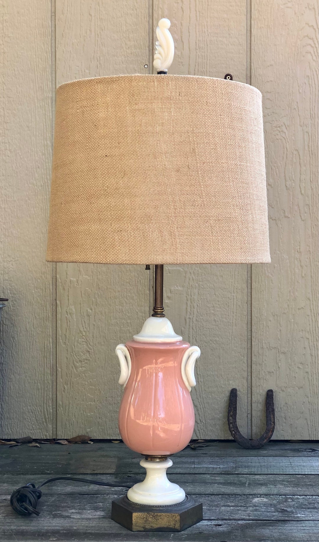 Peach Ceramic Urn and Brass Lamp - Etsy