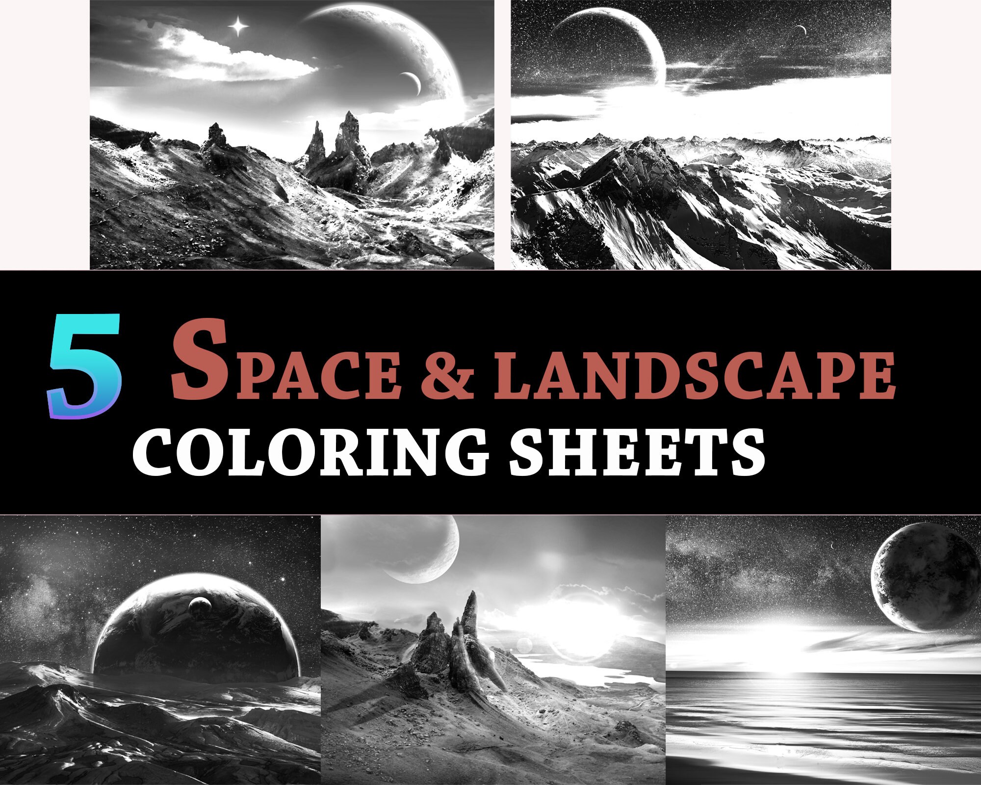 Space Landscape Coloring Pages