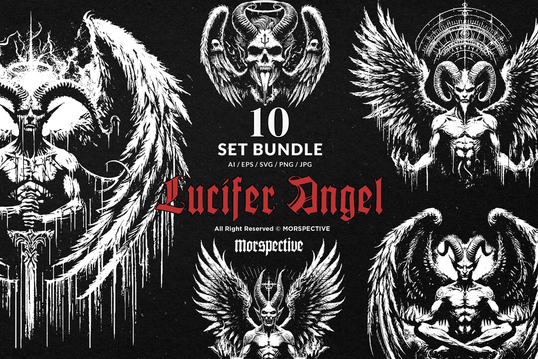 10 Bundle Dark Art Lucifer Fallen Angel Demon Wings Gothic Satanic ...