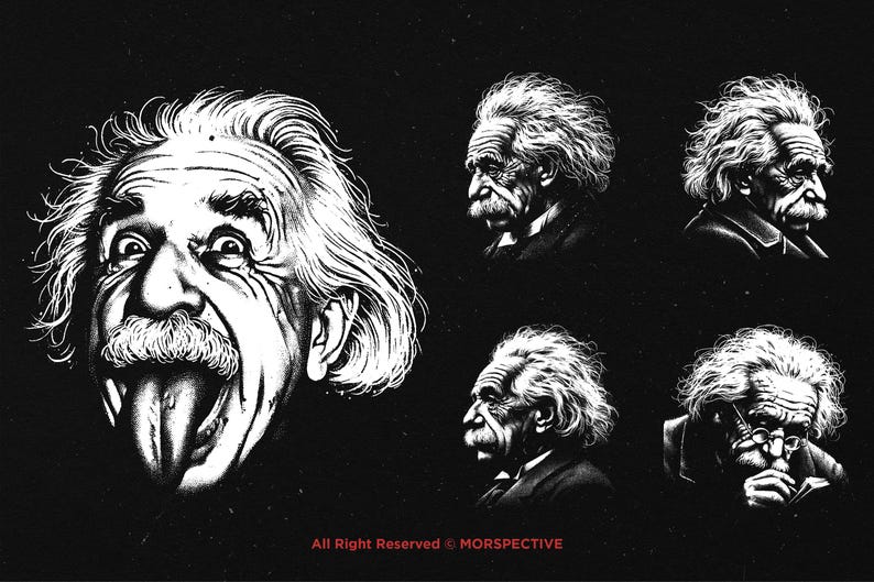 10 Bundle Dark Art Einstein Scientist Albert Head Scary Hand Drawn ...