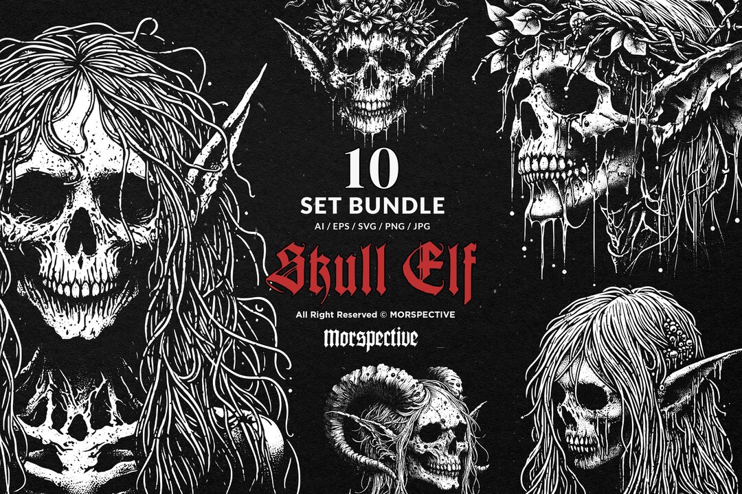 10 Bundle Dark Art Skull Elf Fairy Girl Monster Horror Scary Gothic ...