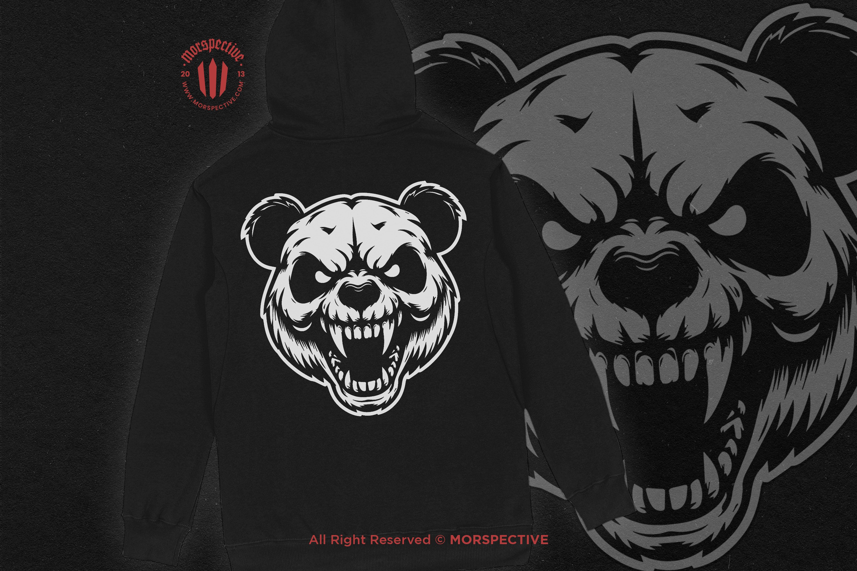 10 Bundle Dark Art Angry Beast Panda Animal Skull Head Black and White ...