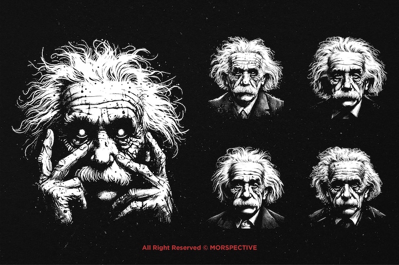 10 Bundle Dark Art Einstein Scientist Albert Head Scary Hand Drawn ...