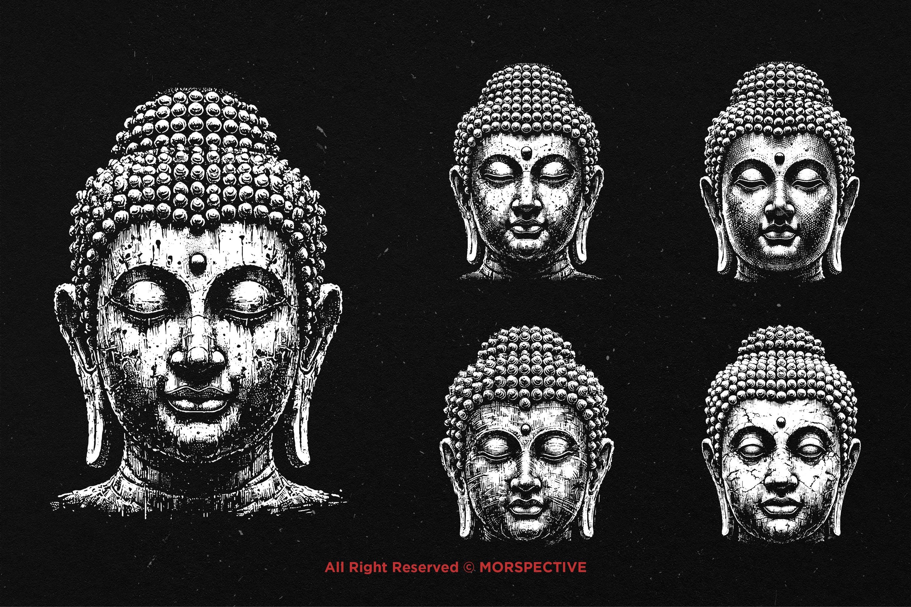 10 Bundle Dark Art Buddha Face Head Gothic Horror Tattoo Clipart ...