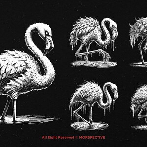 10 Bundle Dark Art Flamingo Bird Gothic Scary Horror Animal Tattoo ...