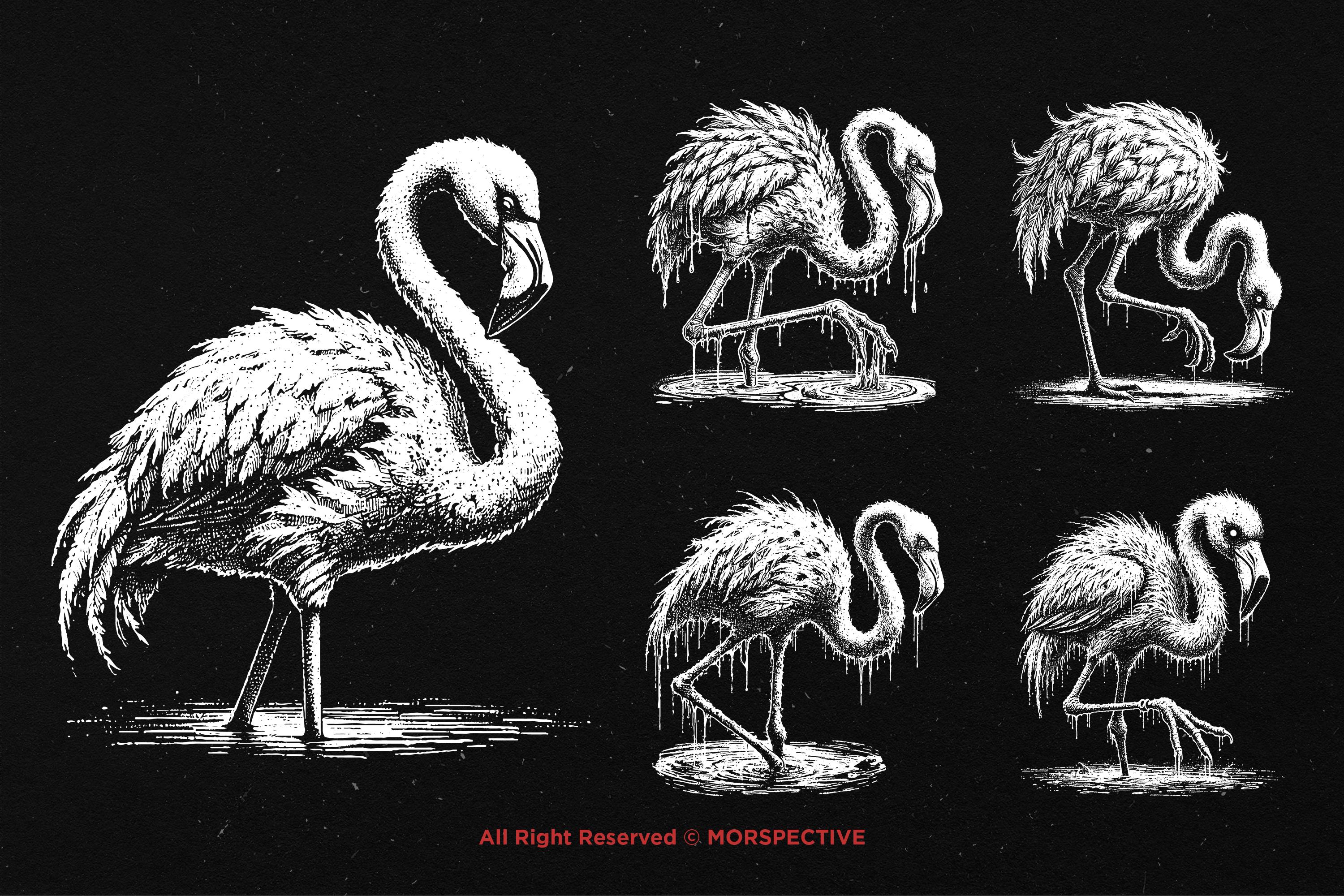 10 Bundle Dark Art Flamingo Bird Gothic Scary Horror Animal Tattoo ...