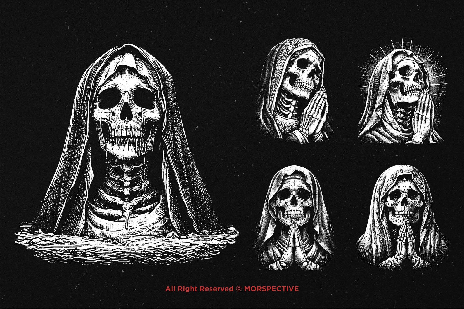 10 Bundle Dark Art Mother Skull Praying Gothic Sugar Skeleton Gothic ...