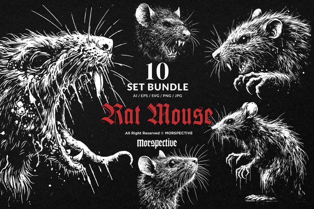 10 Bundle Dark Art Rat Mouse Horror Animal Beast Scary Horror Hand ...