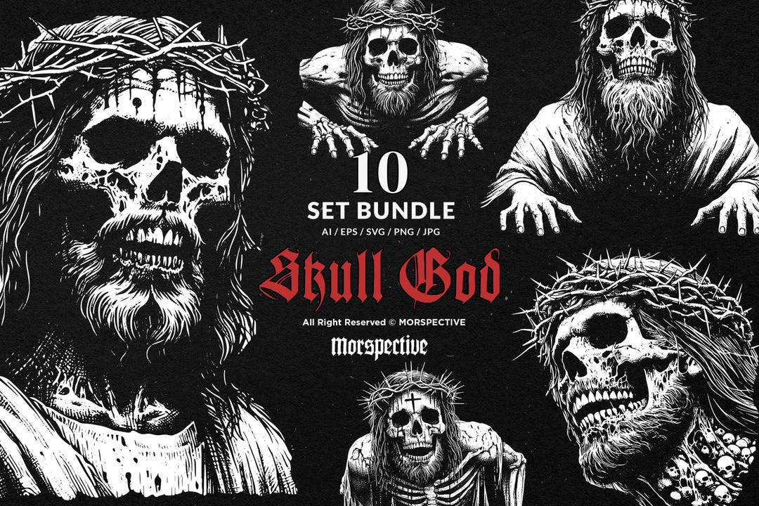 10 Bundle Dark Art Skull God Scary Praying Horror Skeleton Tattoo ...