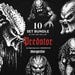 10 Bundle Dark Art Monster Predator Aliens Face Head Scary Horror ...