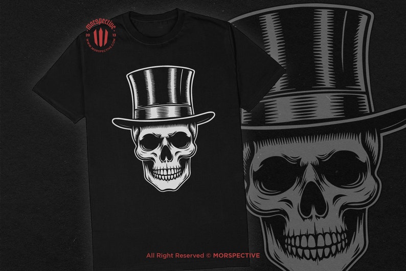 10 Bundle Dark Art Magician Skull Head Hat Black and White Illustration ...