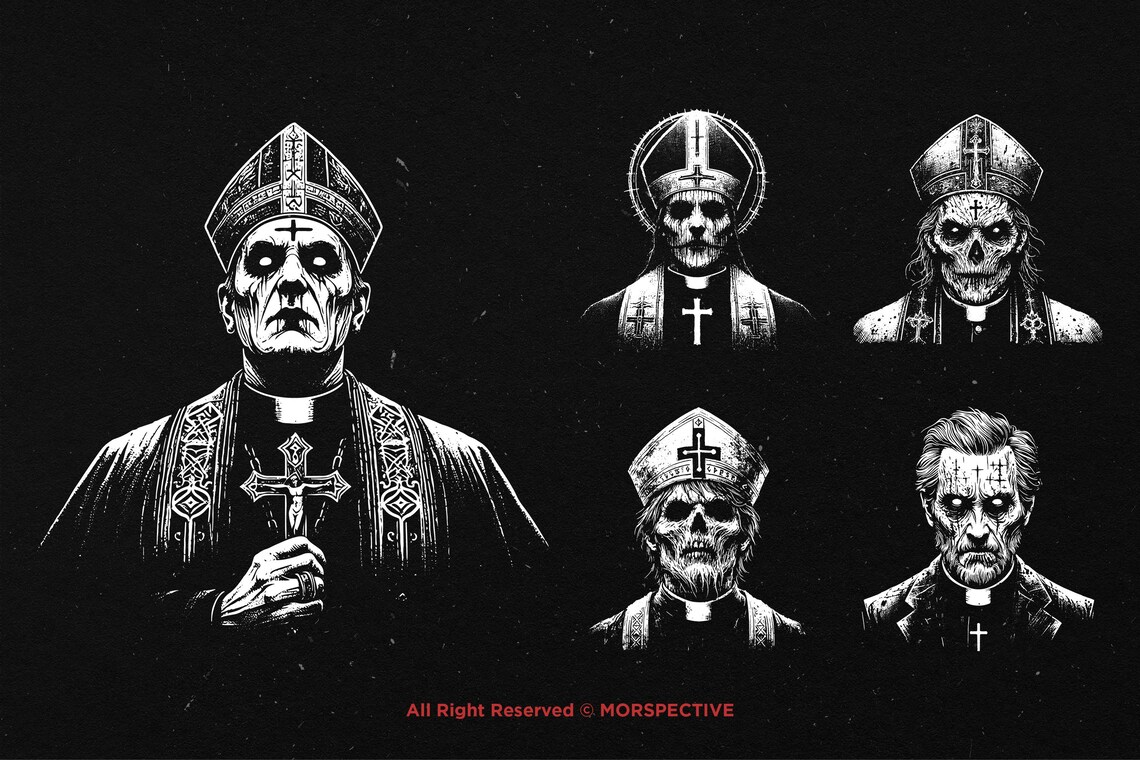 10 Bundle Dark Art Priest Devil Demon Cross Heretic Skull Tattoo ...