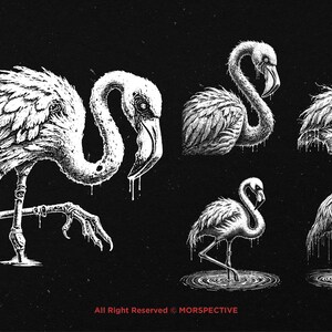 10 Bundle Dark Art Flamingo Bird Gothic Scary Horror Animal Tattoo ...