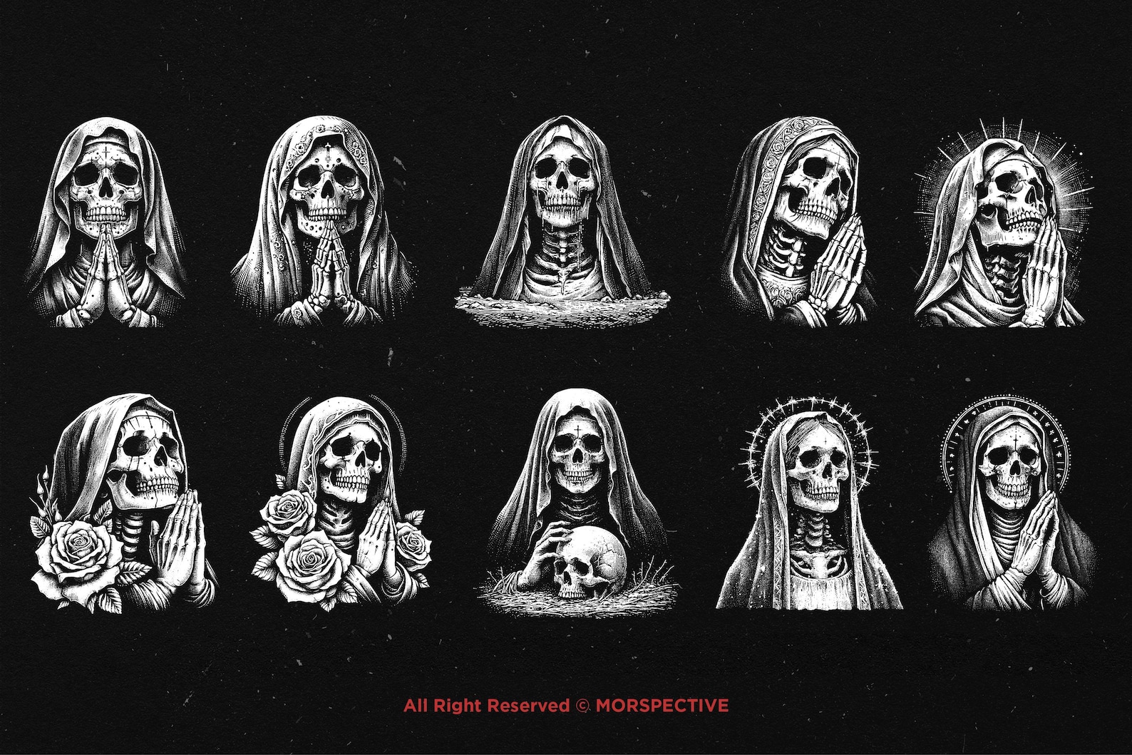 10 Bundle Dark Art Mother Skull Praying Gothic Sugar Skeleton Gothic ...