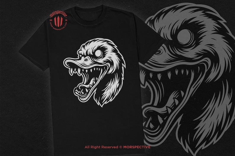 10 Bundle Dark Art Angry Scary Duck Head With Sharp Teeth Black White ...